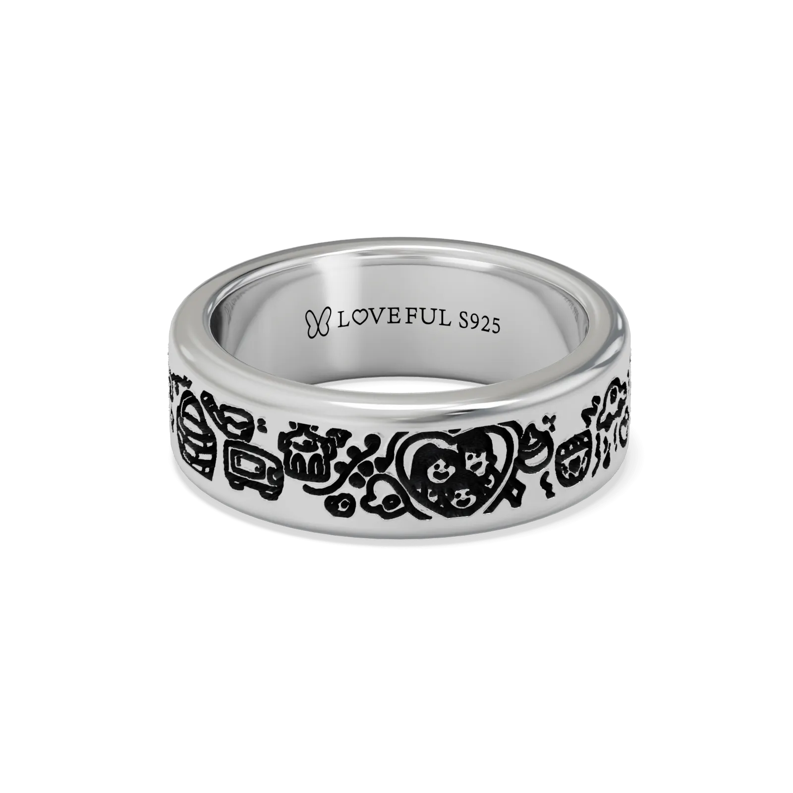 Polished Silver Ring, Classic Vintage Square, LOVEFUL LOVER - LovefulAI